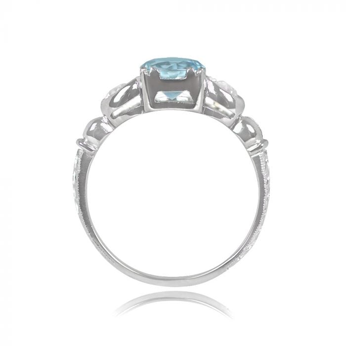 Platinum and Aquamarine Three Stone Liverpool Ring - EDJ
