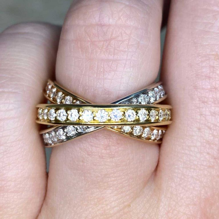Cartier Tri Gold and Diamond Eternity Rolling Ring - EDJ