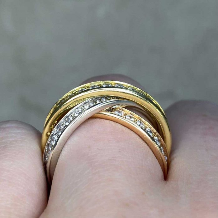 Cartier Tri Gold and Diamond Eternity Rolling Ring - EDJ