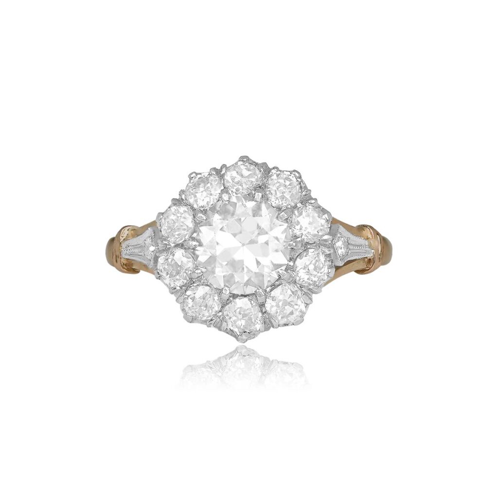 Platinum on 18k Gold GIA 0.91ct Diamond Pomona Ring - EDJ