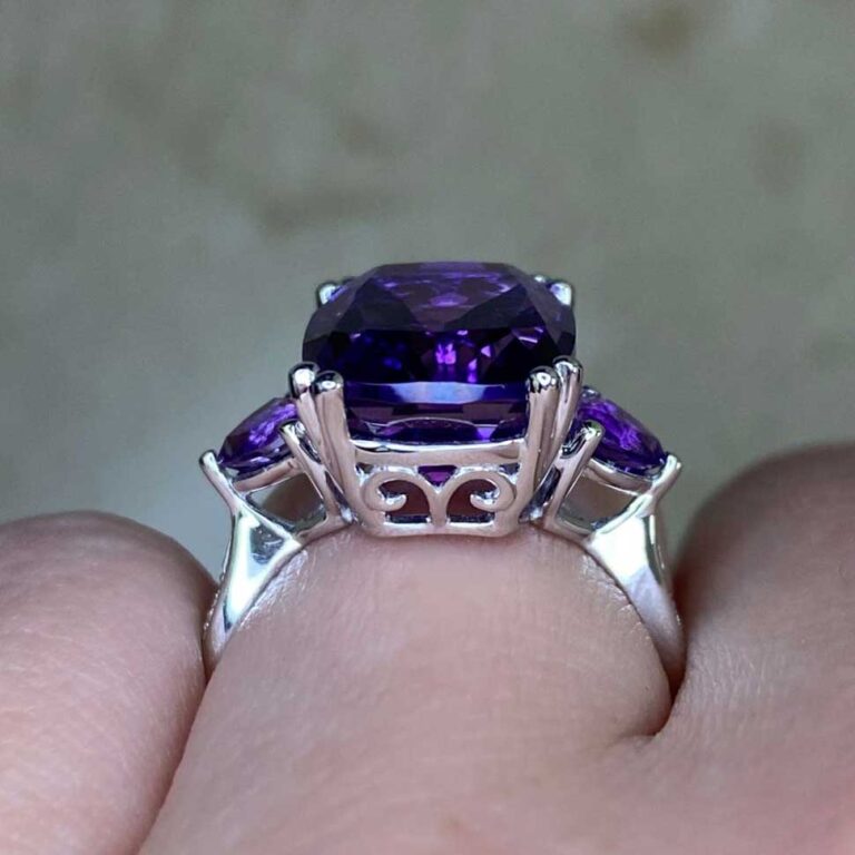 6.07ct Cushion Cut Amethyst Missouri Ring - EDJ