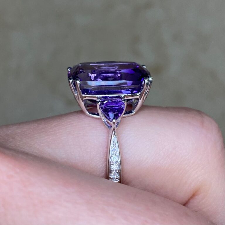 6.07ct Cushion Cut Amethyst Missouri Ring - EDJ