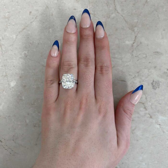 Antique Art Deco 10.08ct Cushion Engagement Ring - EDJ