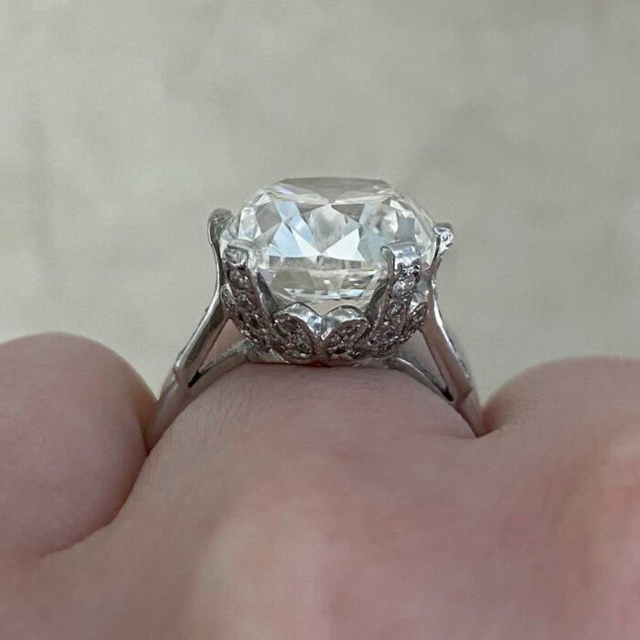 Antique Art Deco 10.08ct Cushion Engagement Ring - EDJ