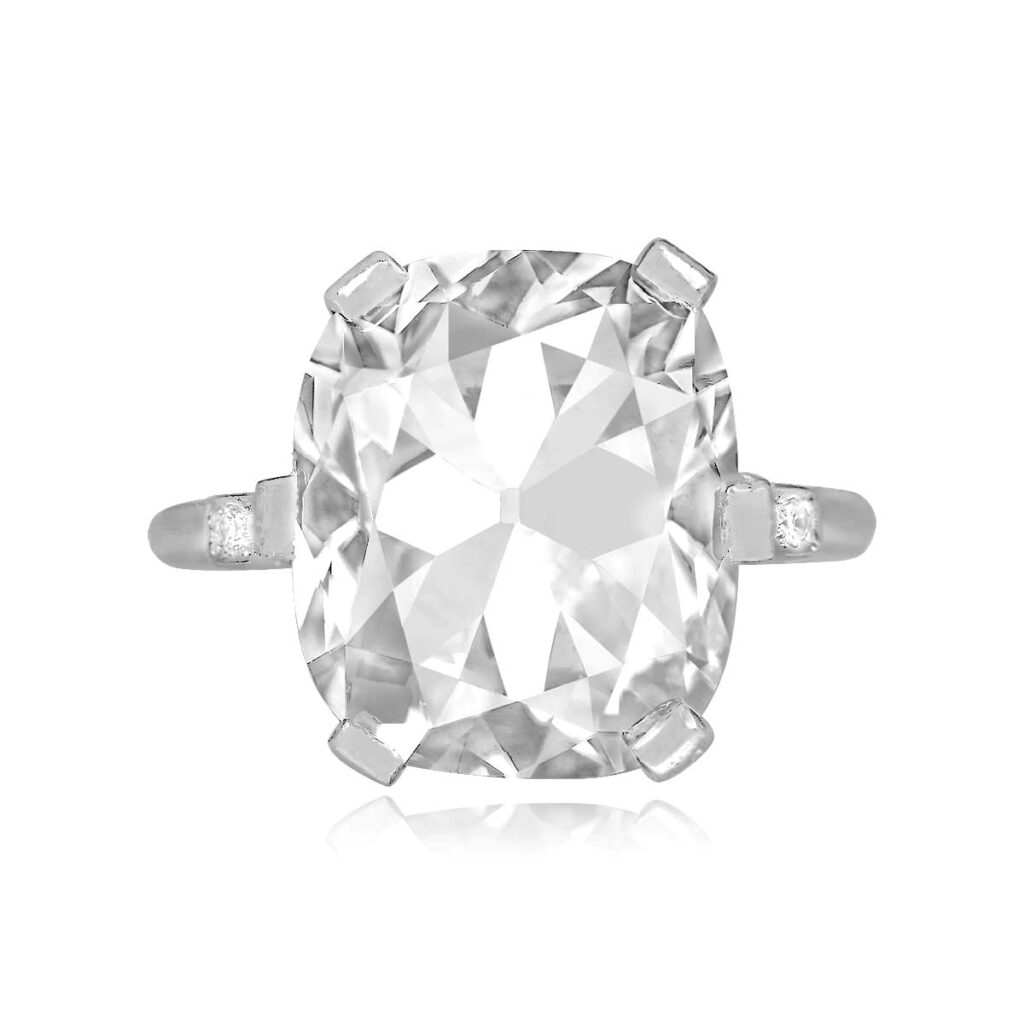 Antique Art Deco 10.08ct Cushion Engagement Ring - EDJ