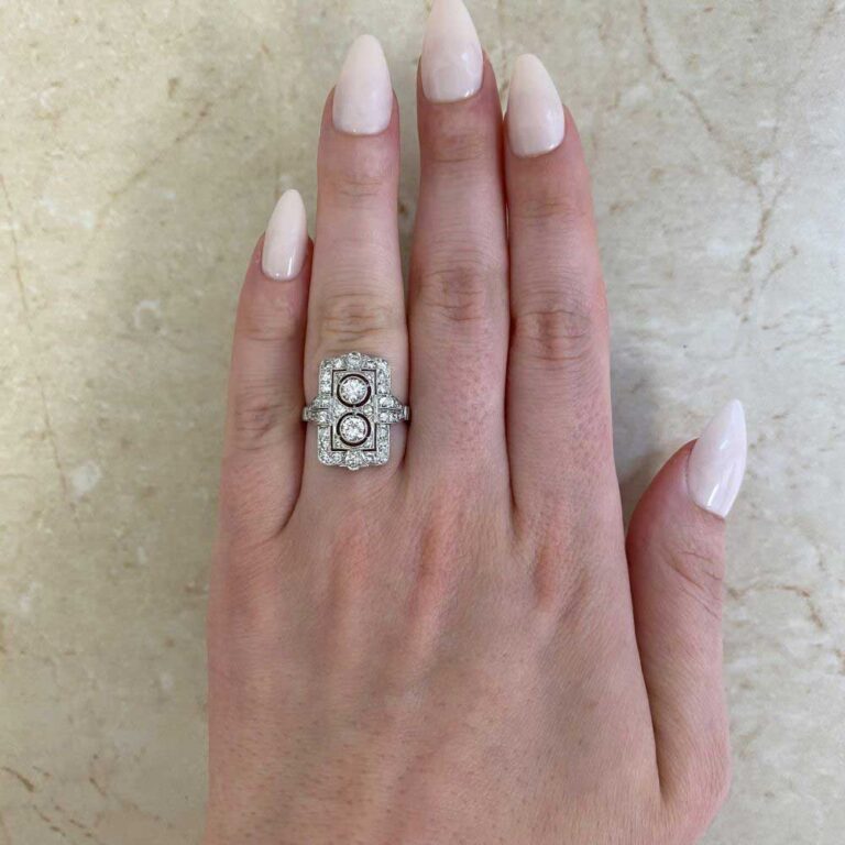 Elongated Diamond Engagement Lindow Ring - EDJ