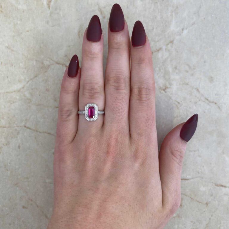 GIA 1.25ct Emerald-Cut Ruby and Diamond Tirana Ring - EDJ