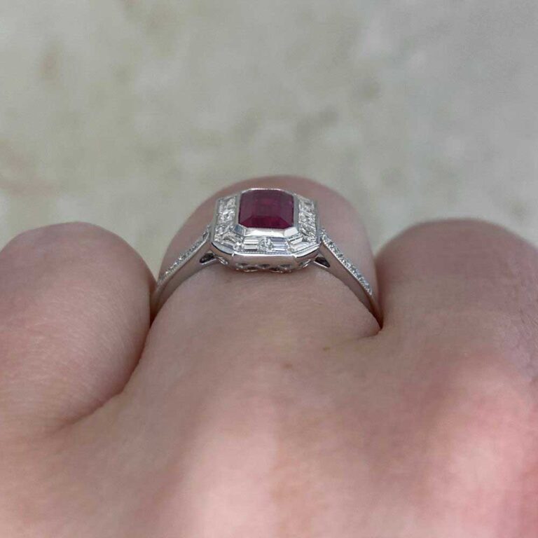 GIA 1.25ct Emerald-Cut Ruby and Diamond Tirana Ring - EDJ
