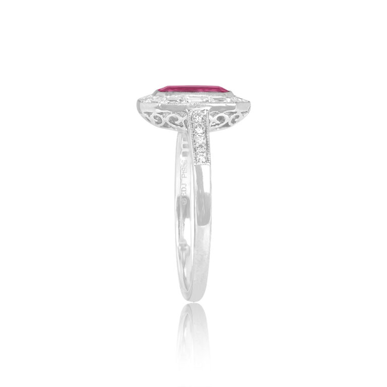 GIA 1.25ct Emerald-Cut Ruby and Diamond Tirana Ring - EDJ