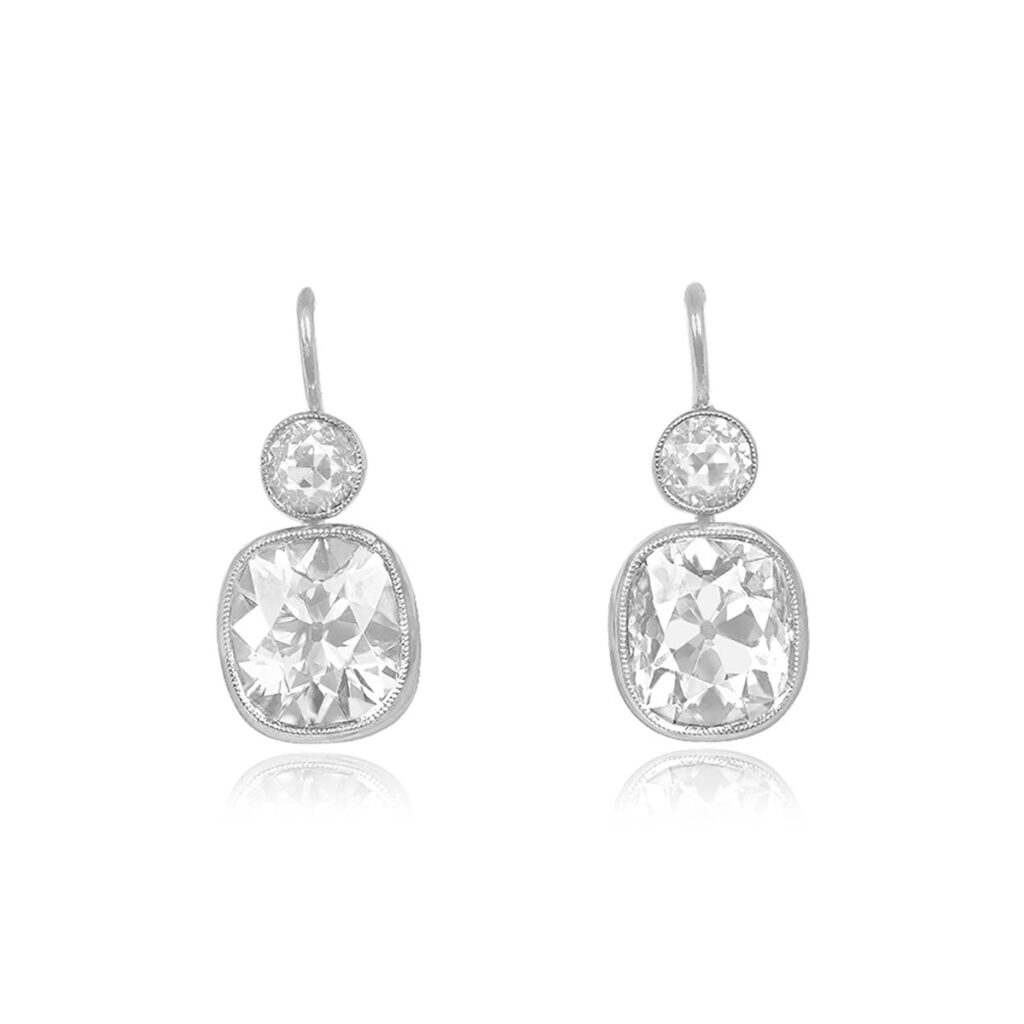 Cushion-Cut Diamond on Platinum Stud Savella Earrings- EDJ