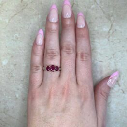 1.71ct Three-Stone Ruby on 18k Yellow Gold Adiela Ring - EDJ