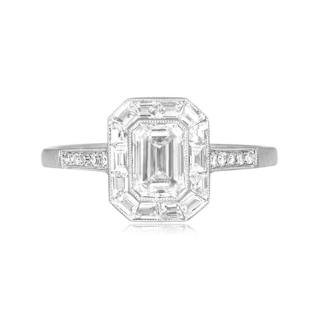 0.80ct Emerald Cut Diamond Halo Tillson Ring - EDJ