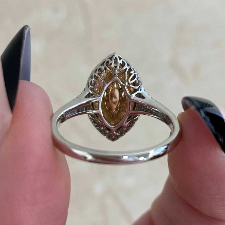 0.87ct Fancy Yellow Marquis-Cut Diamond Samara Ring - EDJ