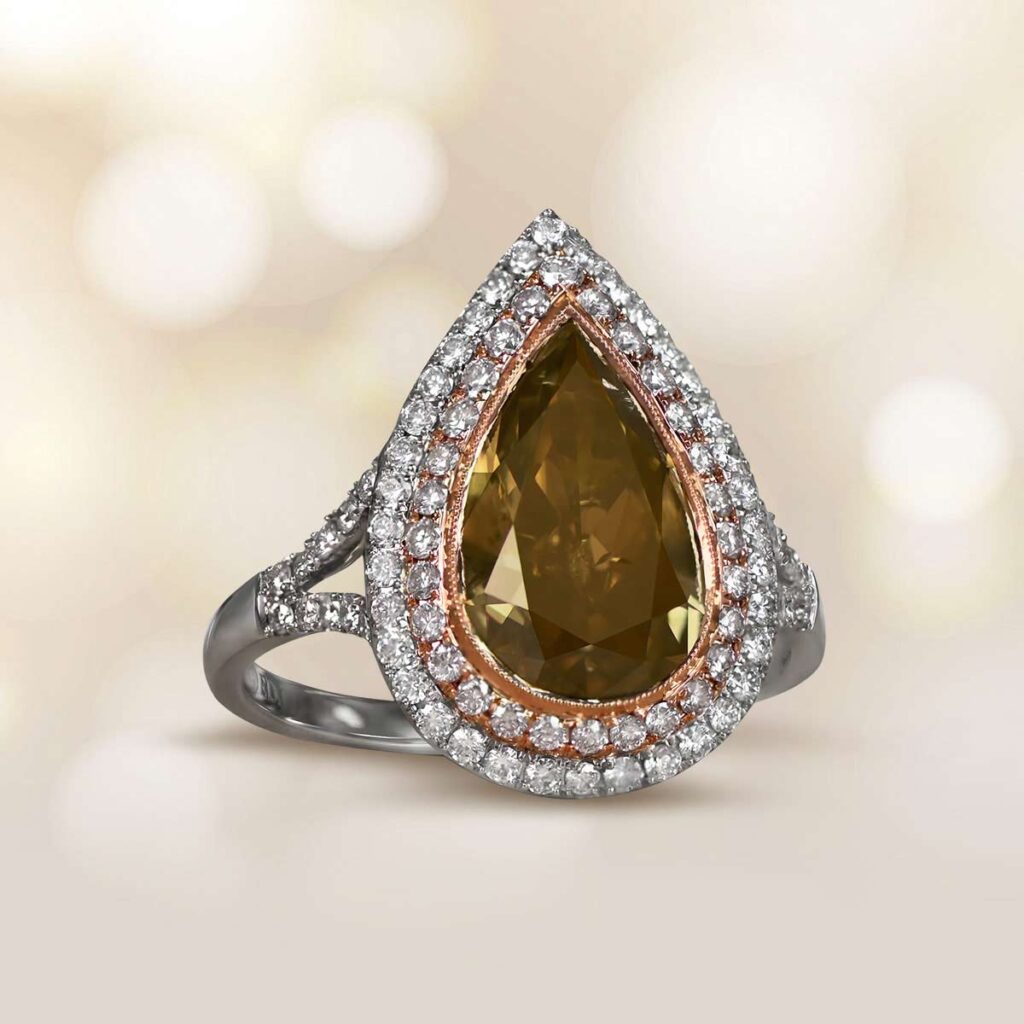 283ct Pear Shaped Chameleon Diamond Lenina Ring Edj