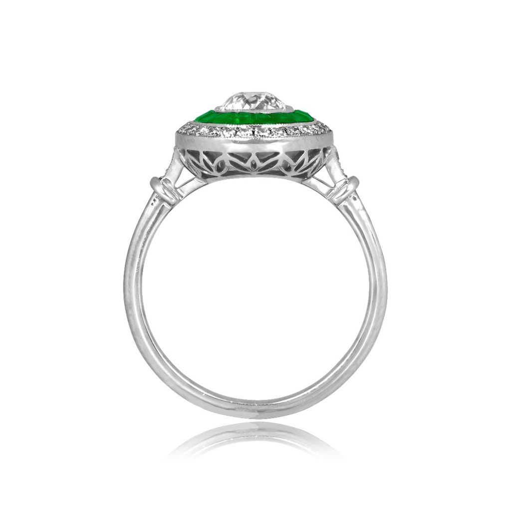 0.60ct Diamond and Double Halo Platinum Bally Ring - EDJ