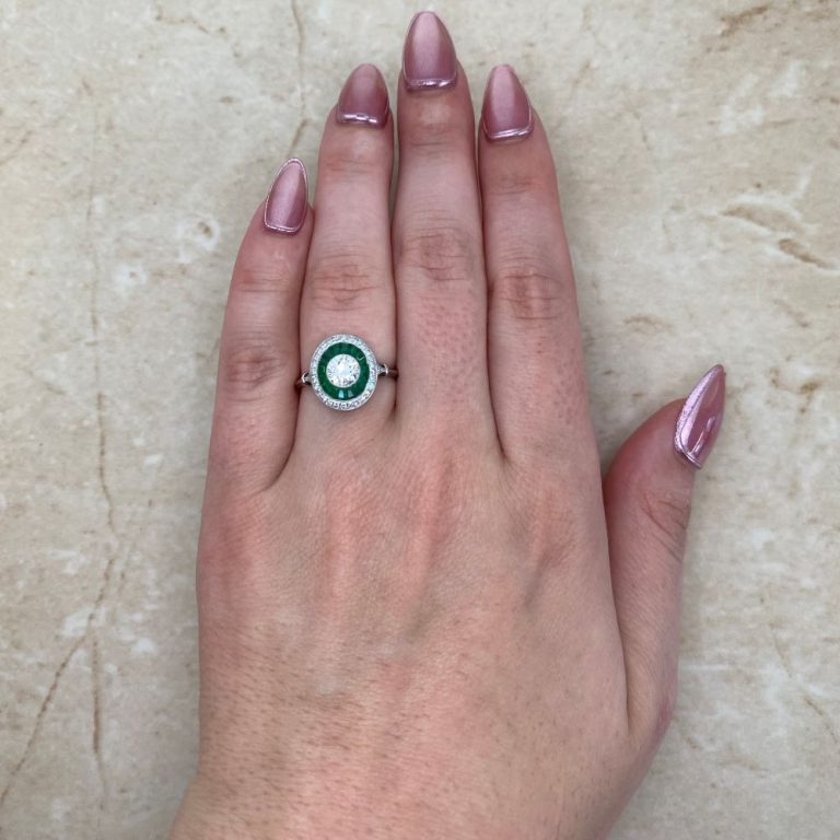 0.60ct Diamond and Double Halo Platinum Bally Ring - EDJ
