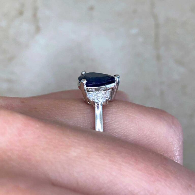 1.50ct Pear Shaped Sapphire with Moon Diamonds Perry Ring - EDJ