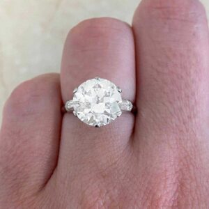 Vintage GIA 4.02ct Old European Diamond Bellamy Ring - EDJ
