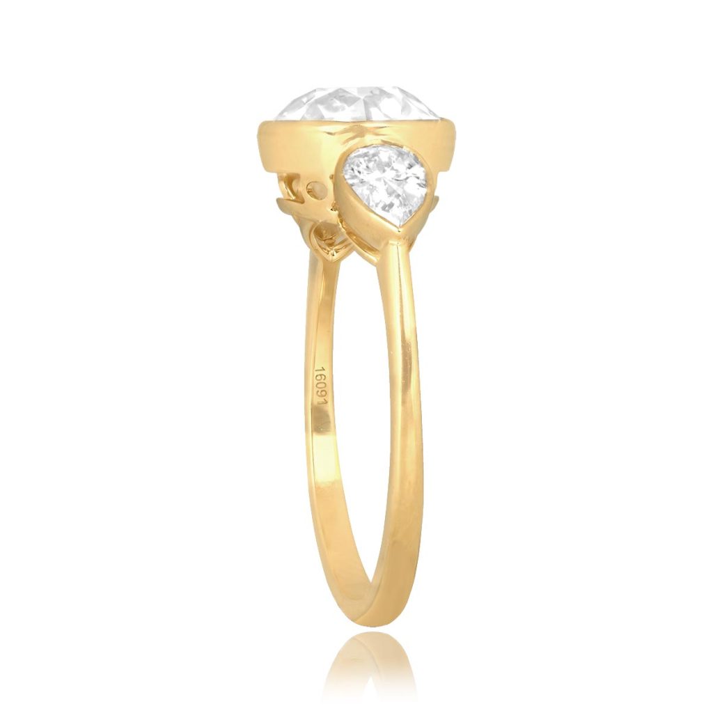 GIA 2.15ct Diamond Three Stone Ring English Ring - EDJ